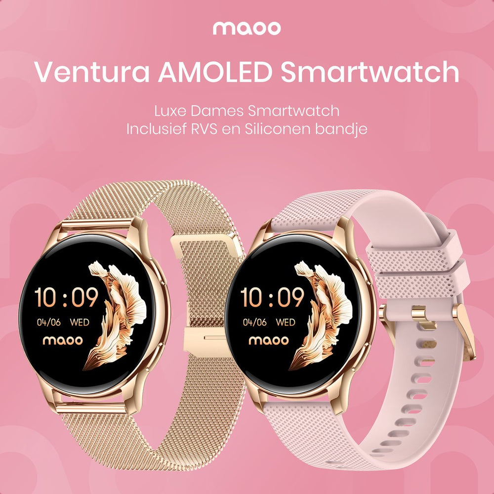 Maoo Ventura AMOLED Smartwatch Dames Rosé Goud