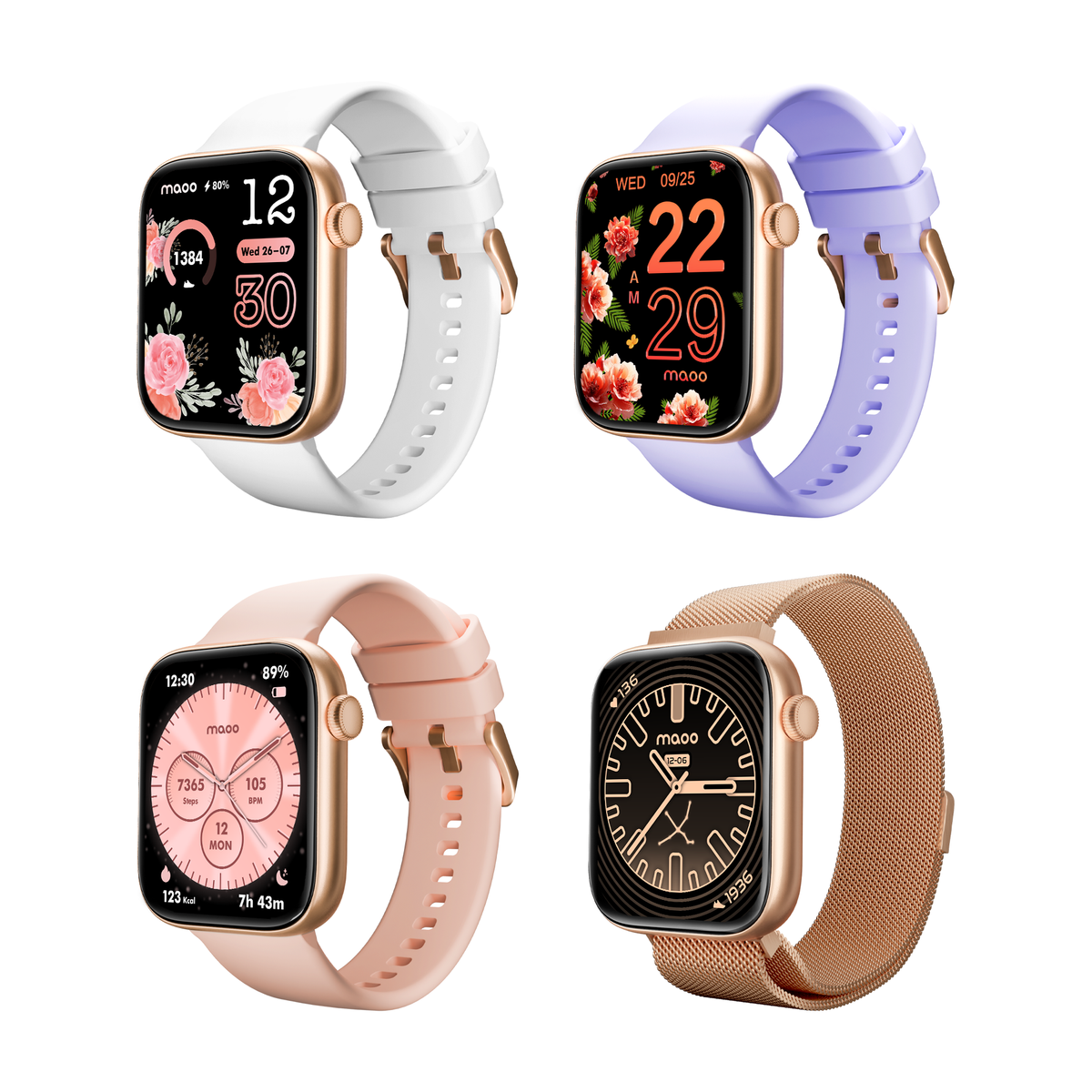 Maoo ProWatch AMOLED Smartwatch Dames Rosé Goud