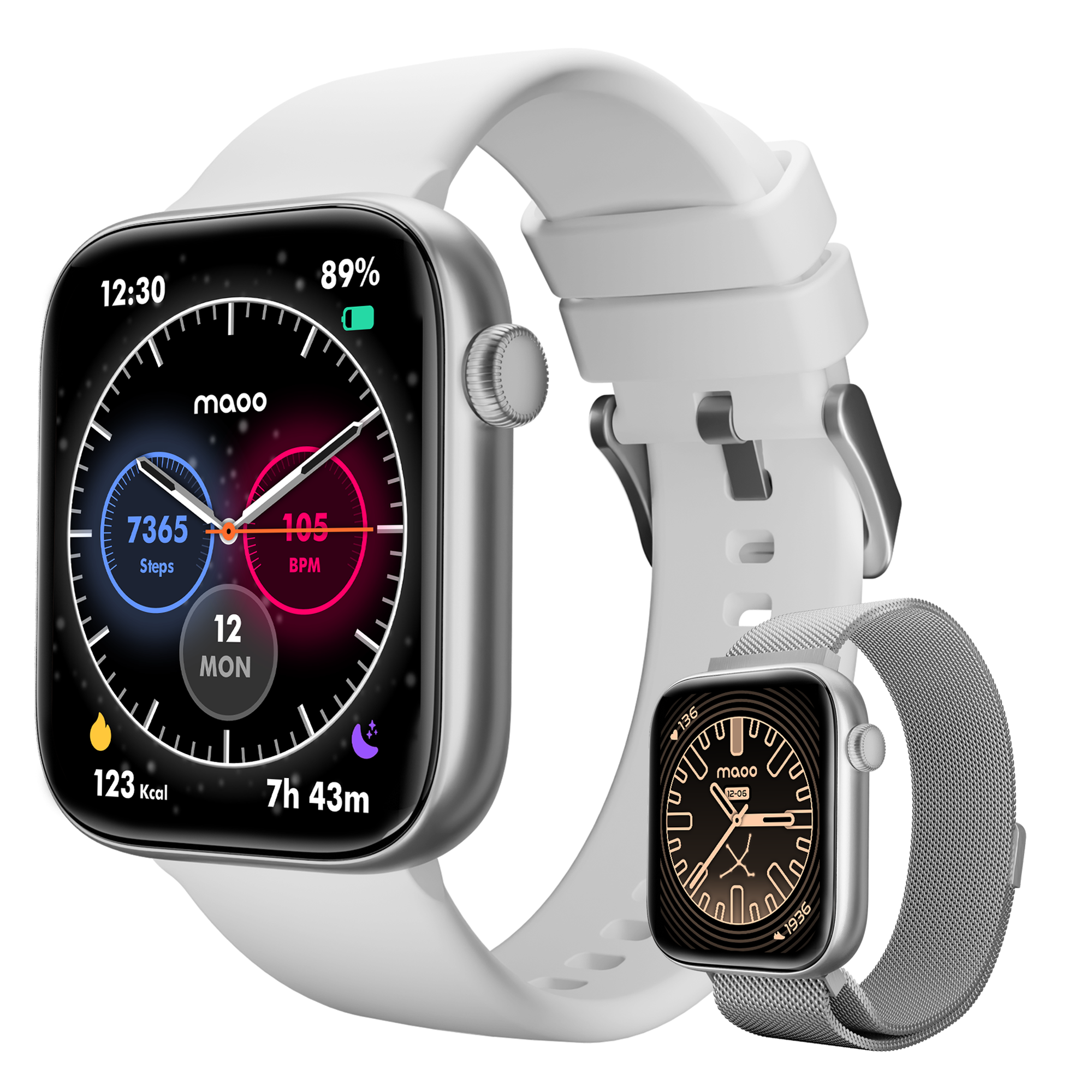 Maoo ProWatch AMOLED Smartwatch Dames en Heren Zilver